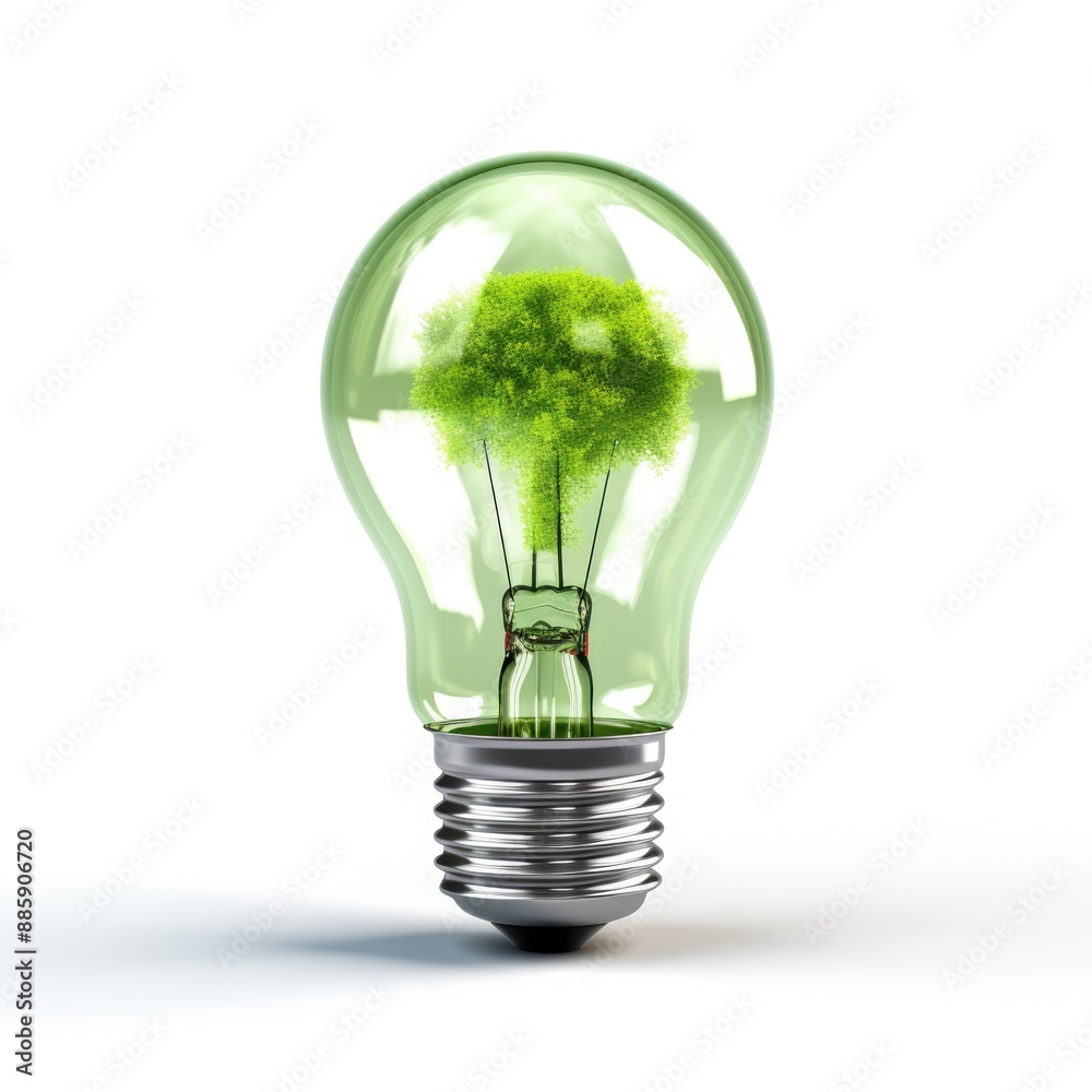 Renewable energy light bulb with green energy. Green energy concept ...