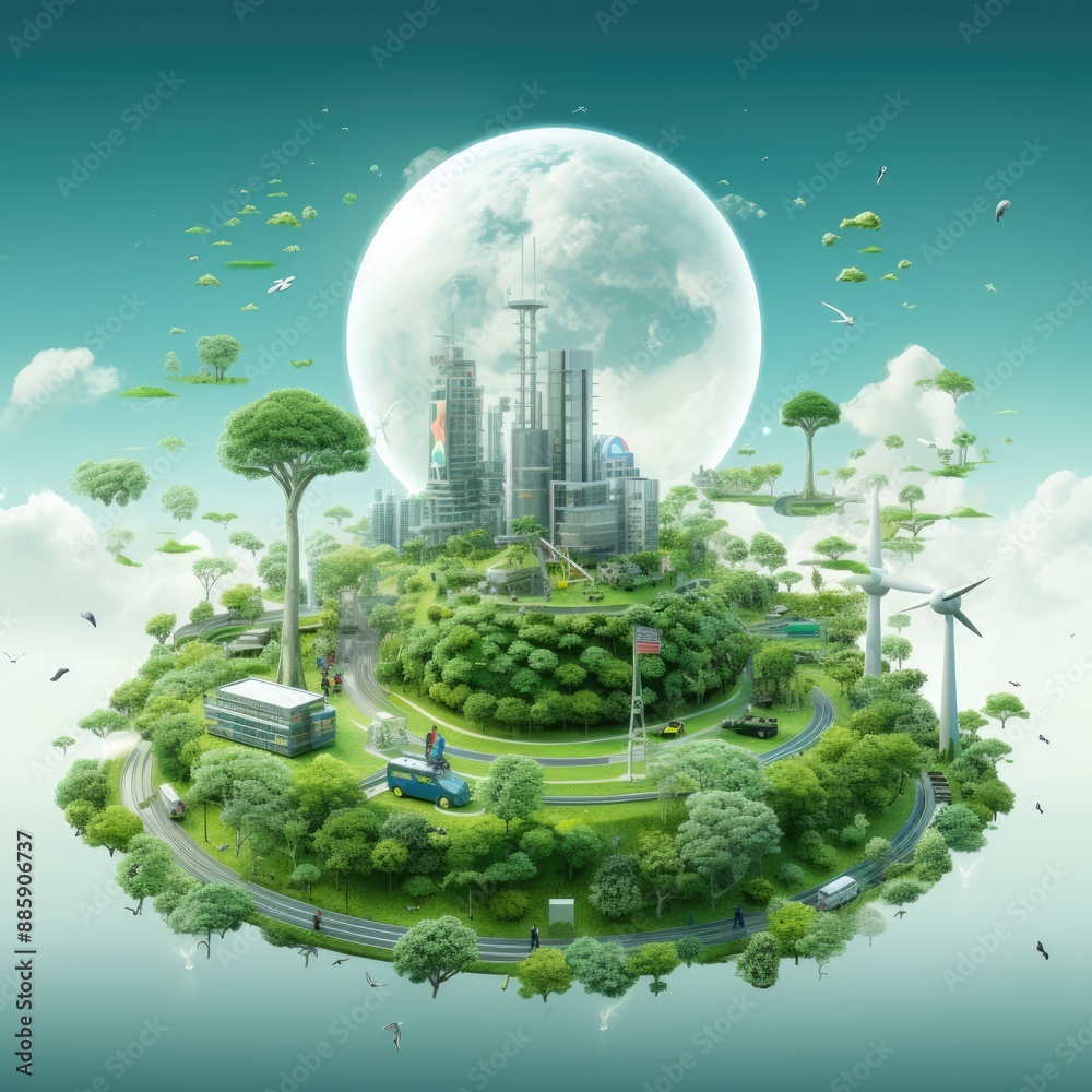 Renewable energy light bulb with green energy. Green energy concept ...