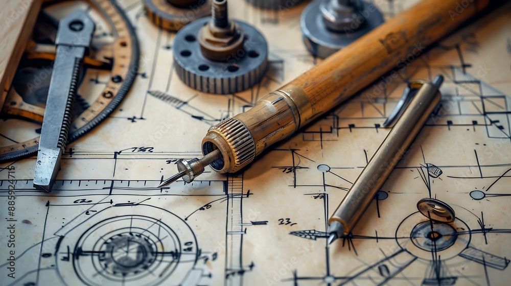 Engineering diagram blueprint paper drafting project sketch ...
