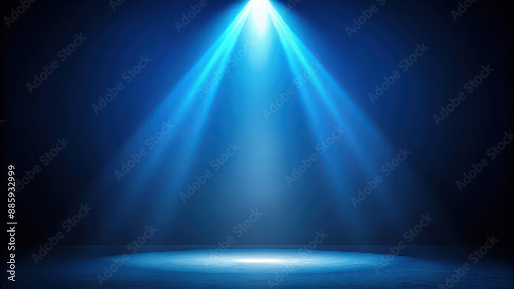 Dark blue background illuminated by a spotlight, spotlight, dark blue ...