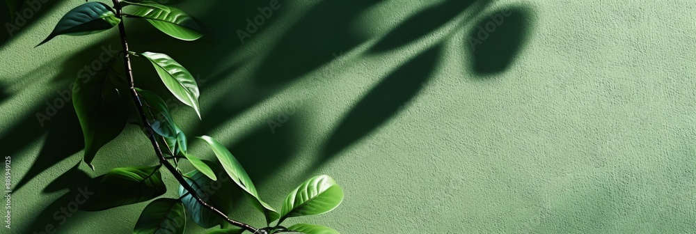Nature-Inspired Background with Delicate Leaf Shadows on a Vivid Green ...