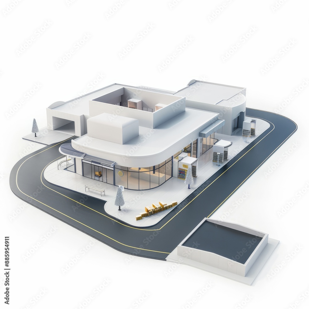 3D Render of an Inclusive Retail Complex with Accessible Storefronts ...