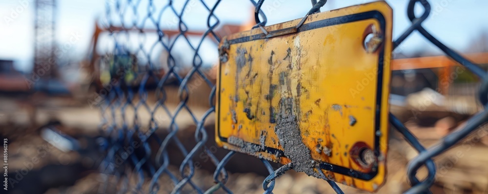 Isolated construction site with danger tag sign, Authorized Personnel ...