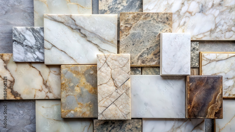 Rectangular marble slabs with broken edges of various shapes, marble ...