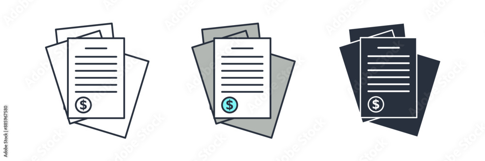 bank statement Icon theme symbol vector illustration isolated on white ...