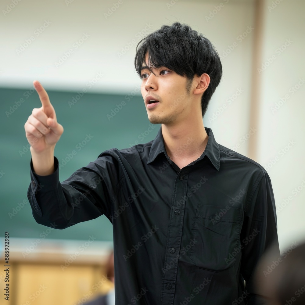 black formal shirt, torso, profile photo, japanese handsome man, 24 ...