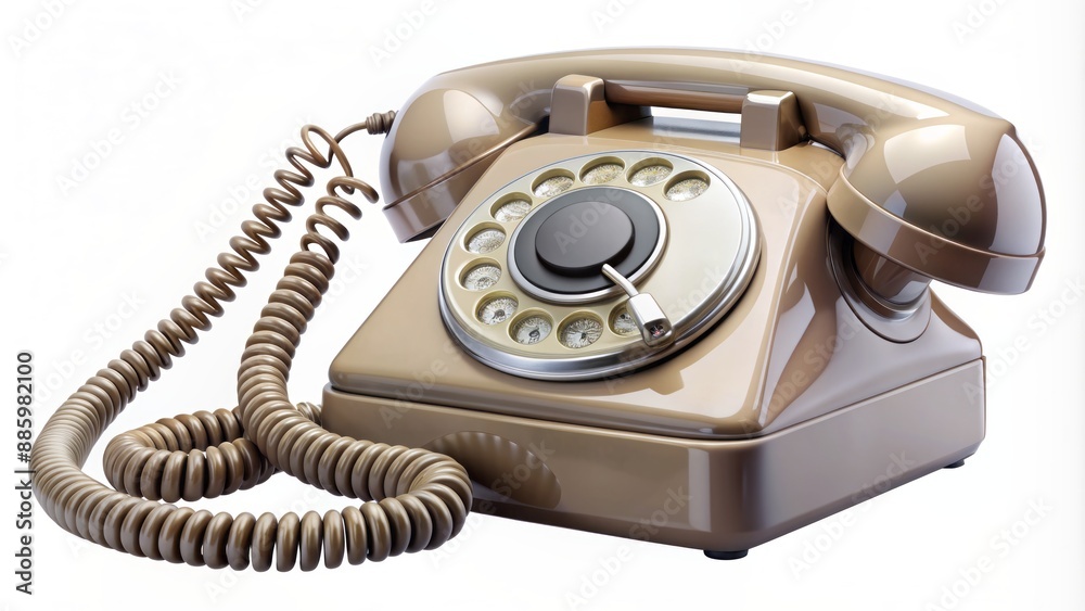 Classic retro landline phone isolated on transparent background with ...