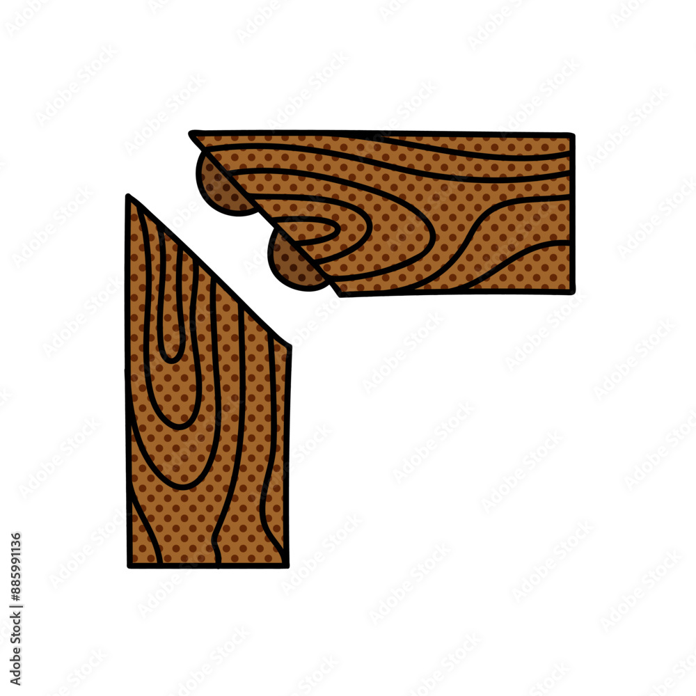 corner wood joint using biscuit halftone hand drawn color vector ...