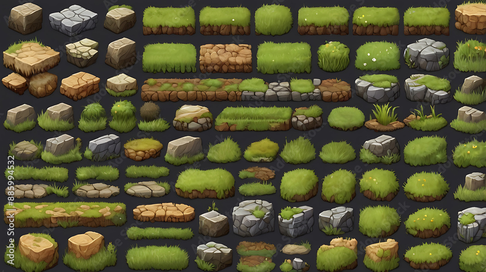 Pixel art textures for various ground surfaces such as grass, dirt ...