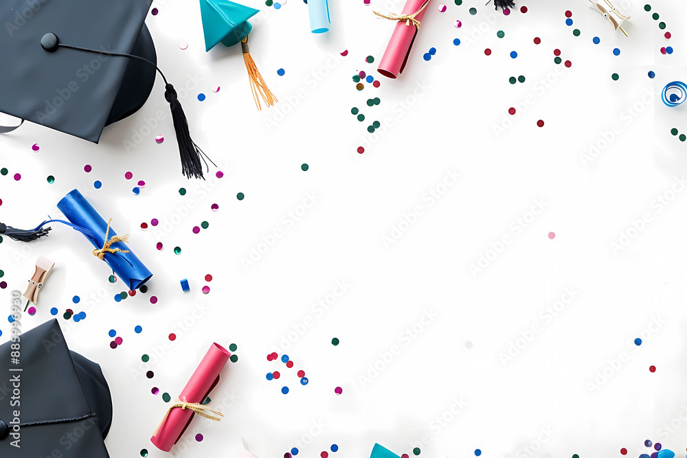 graduation card with mortarboard, generated ai Stock Illustration ...
