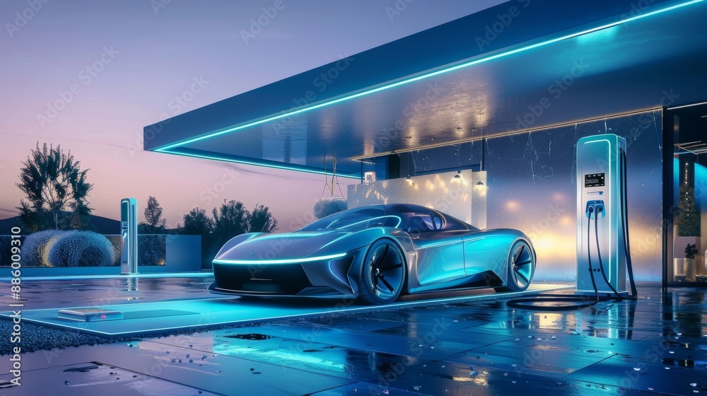 Hydrogen-powered cars can be refueled at designated stations. Inside ...