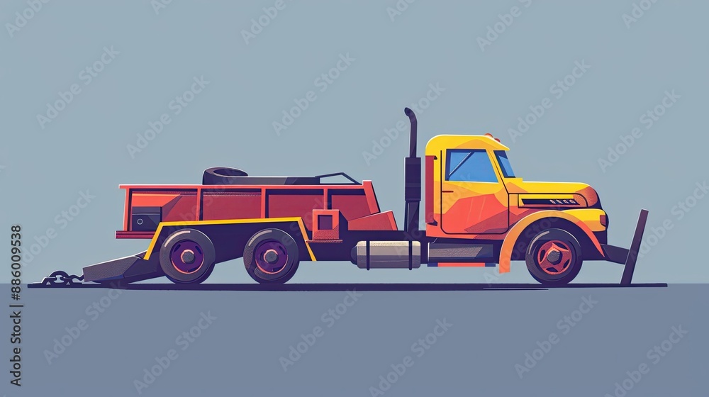 Tow truck flat design side view roadside assistance theme cartoon ...