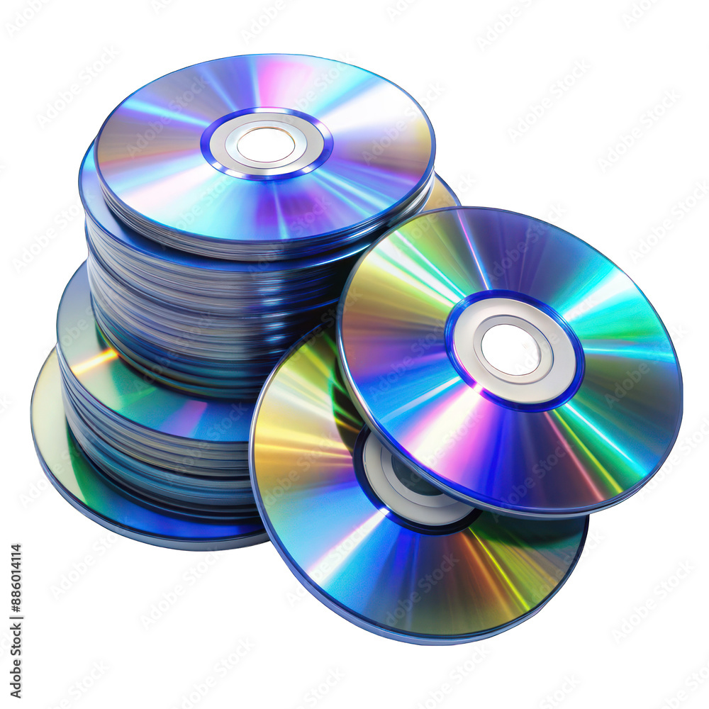 Cd or dvd disc pile isolated on transparent background Stock Photo ...
