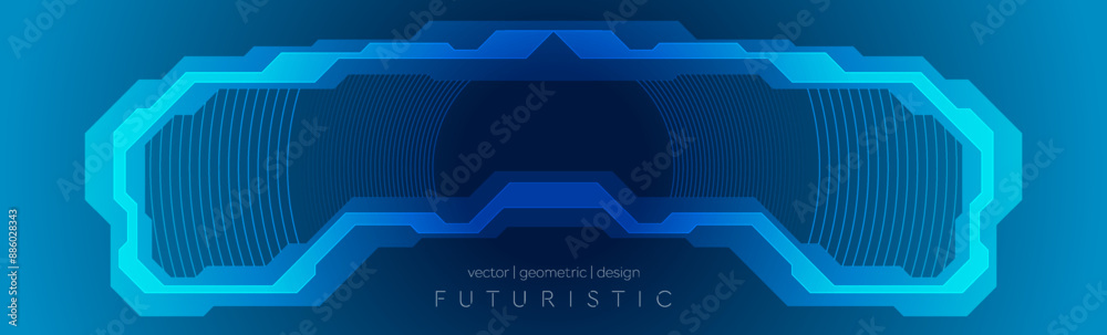Abstract blue futuristic frame technology background. Vector banner ...