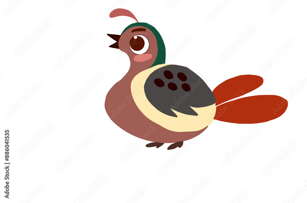 Cute quail animal with curiousity feeling clipart cartoon vector and ...