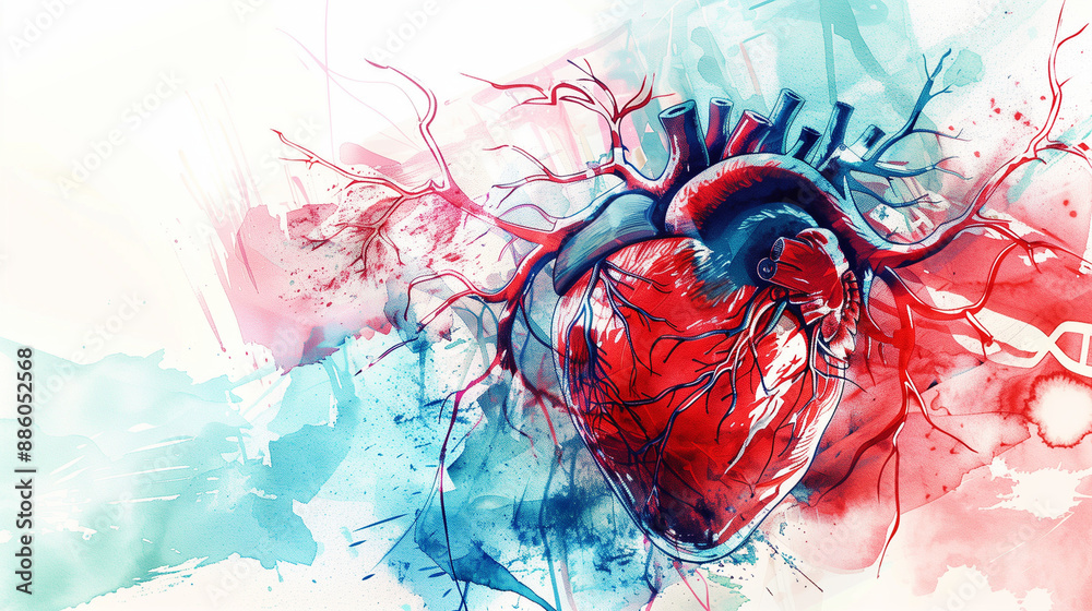 Health: A conceptual illustration of cardiovascular system, stylized ...