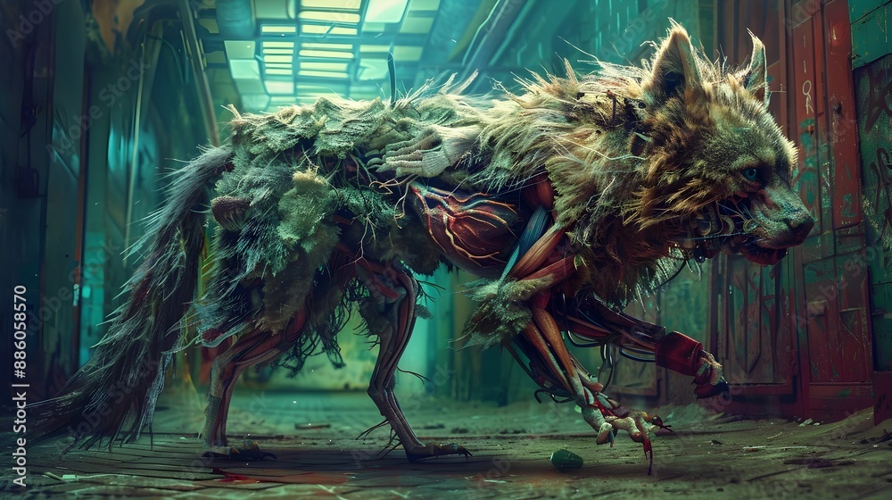 image of a genetically modified animal with intricate fur and skin ...