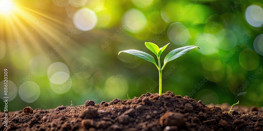 Little plant sprouting from fertile soil on World Environment Day ...