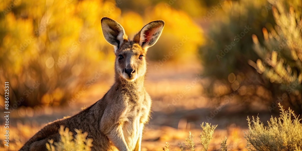 Close-up photo of a kangaroo standing in the outback, kangaroo ...