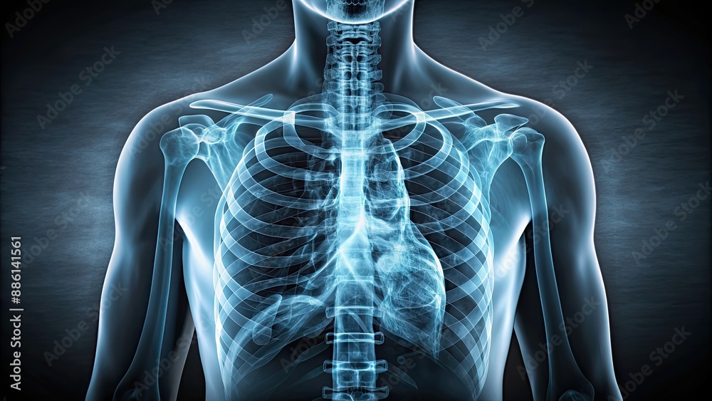 Chest X-ray of human chest or lung fusion with CT scan , radiology ...