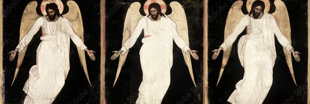 an icon of the Transfiguration of Jesus depicted in traditional ...