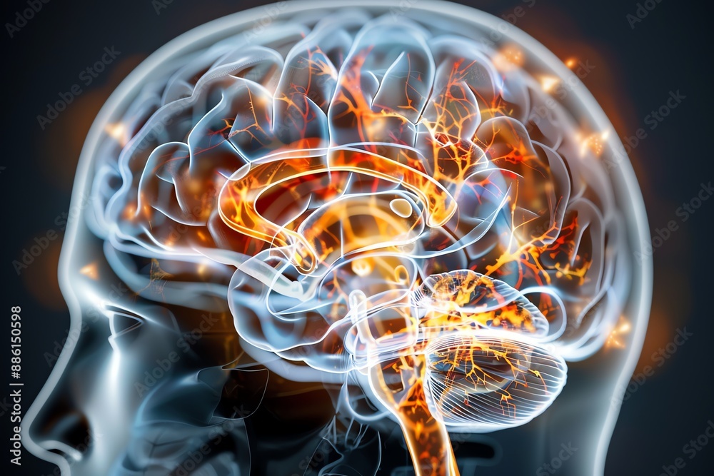 Brain with highlighted areas showing dyslexia-related regions, Dyslexia ...