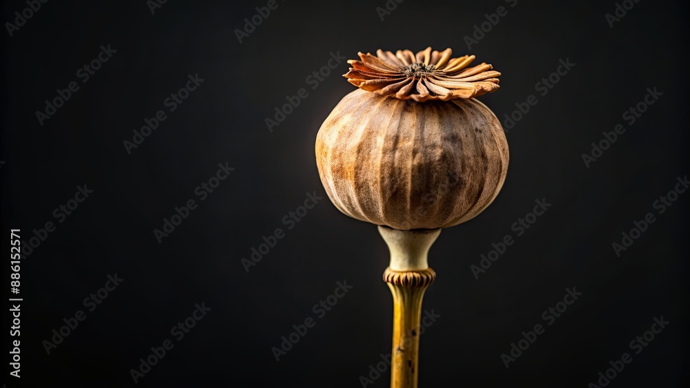Dry opium poppy on black background , opium, poppy, narcotic, illegal ...