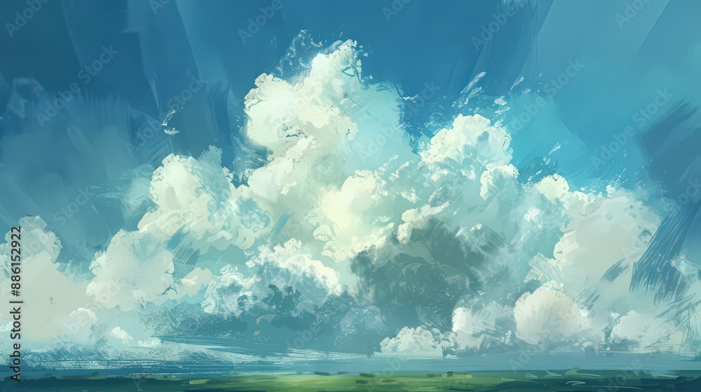 Create an artistic view of stratocumulus clouds, painting the sky with ...
