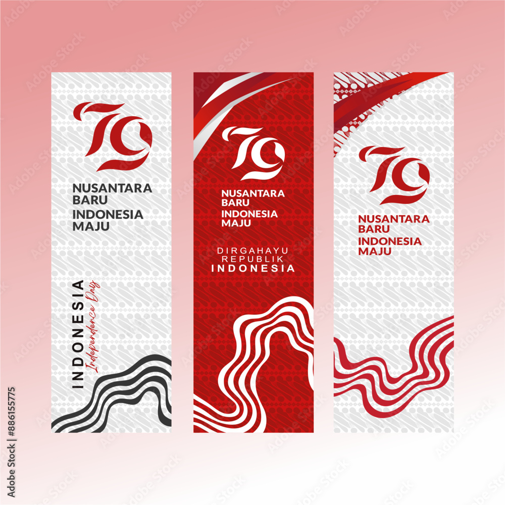 79th Anniversary of Indonesia Independence Day 2024 Vertical Banner Set ...