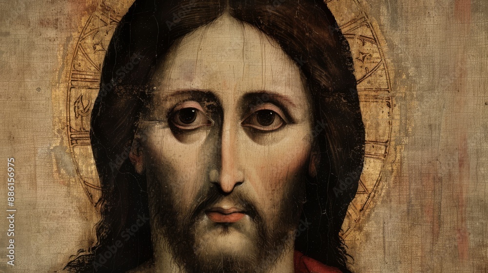 an icon of Jesus Christ the Healer depicted in traditional Byzantine ...