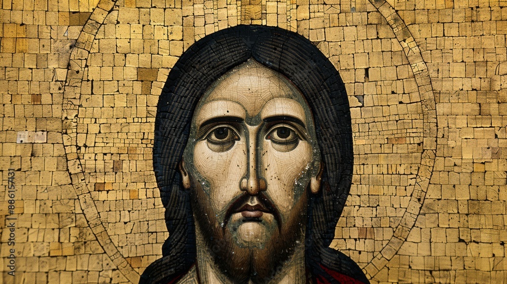 an icon of Jesus Christ the Healer depicted in traditional Byzantine ...