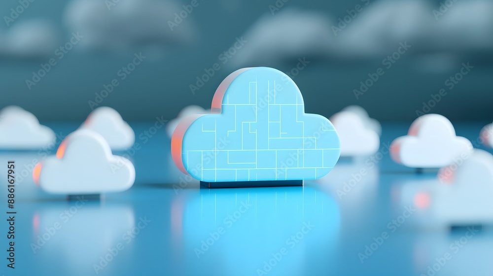 Blue digital cloud with circuit pattern representing cloud computing ...
