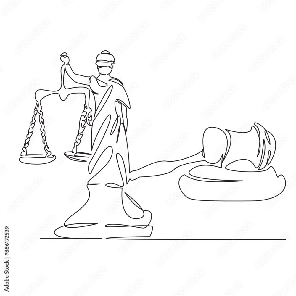 One continuous single drawing line art flat doodle judge, court, woman ...