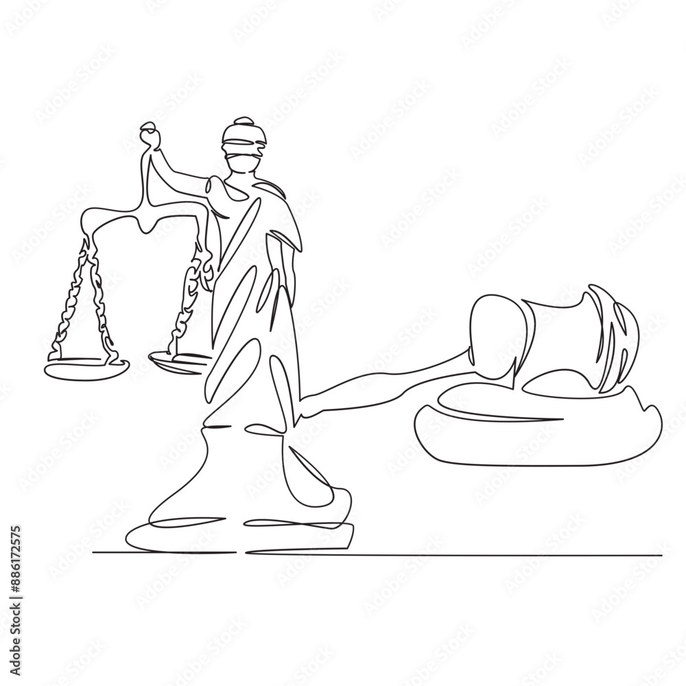 One continuous single drawing line art flat doodle judge, court, woman ...