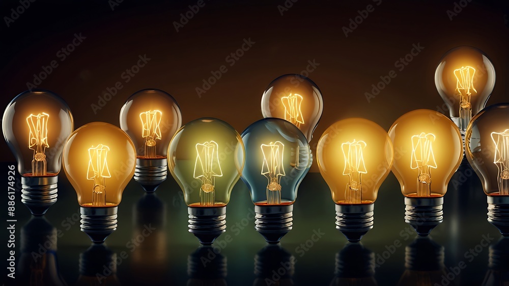 An artistic rendition of a light bulb radiating with ideas, symbolizing ...