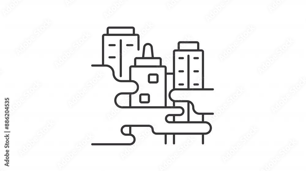 Smog line animation. Animated smoke fog icon. Urban pollution. Air ...