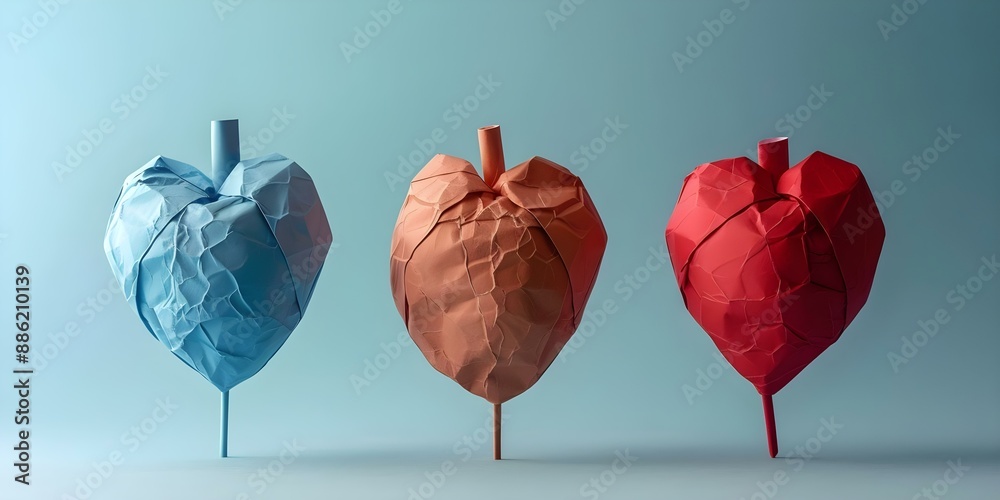 Symbols made of paper representing organ donation and transplantation ...