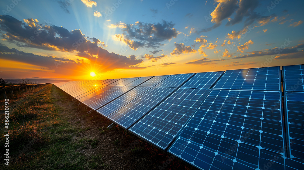 solar panels glistening under the radiant sun, symbolizing a clean ...