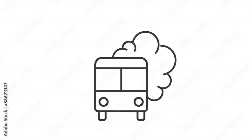 Exhaust gases line animation. Animated bus icon. Urban air pollution ...
