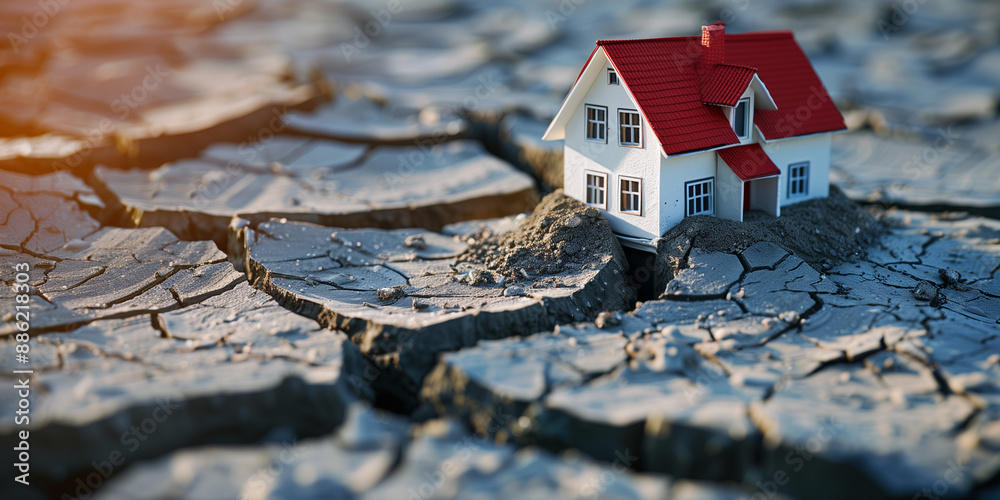 Earthquake disaster House safety insurance concept with House miniature ...