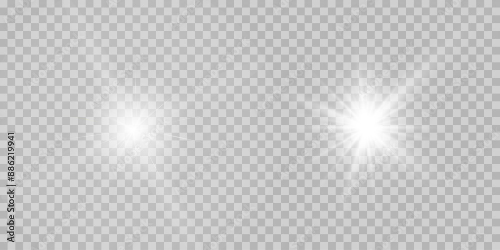 Set of golden glowing lights effects isolated on transparent background ...