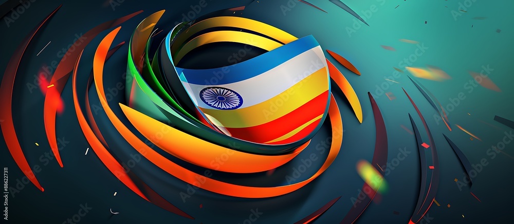 A vibrant 3D logo for Indian Independence Day, with the tricolor flag ...