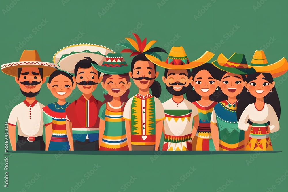 Colorful Cartoon Illustration Celebrating National Hispanic Heritage ...
