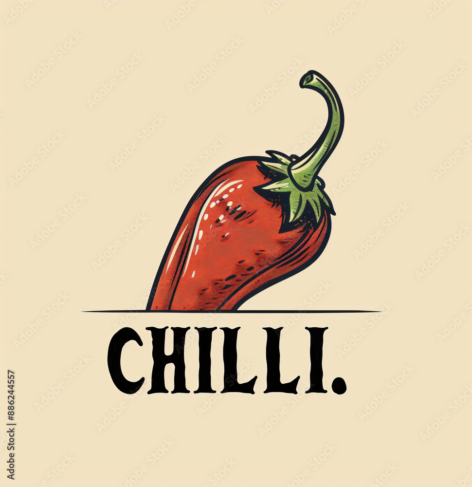 logo, elegant style, with the text "CHILLI." A hand drawn line drawing ...