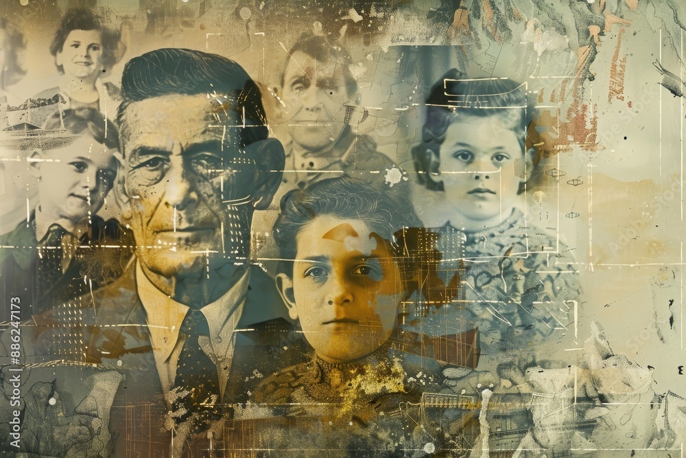 Collage depicting faces of individuals of various ages, showcasing a ...
