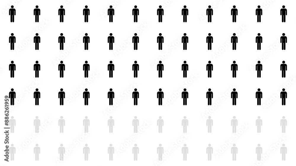 Human (Man) icons increase from left to right, changing colors as they ...