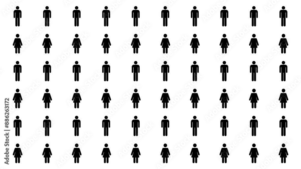 Men and Women icons appear with a bouncing animation, in a lively, eye ...