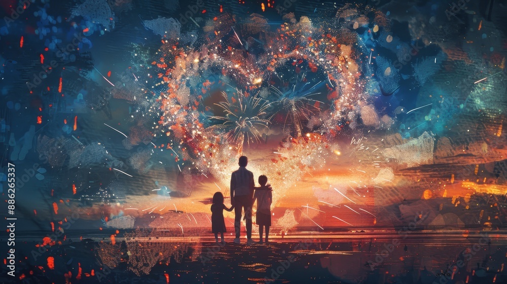 The drawing shows a child with a heartfelt connection to his family ...