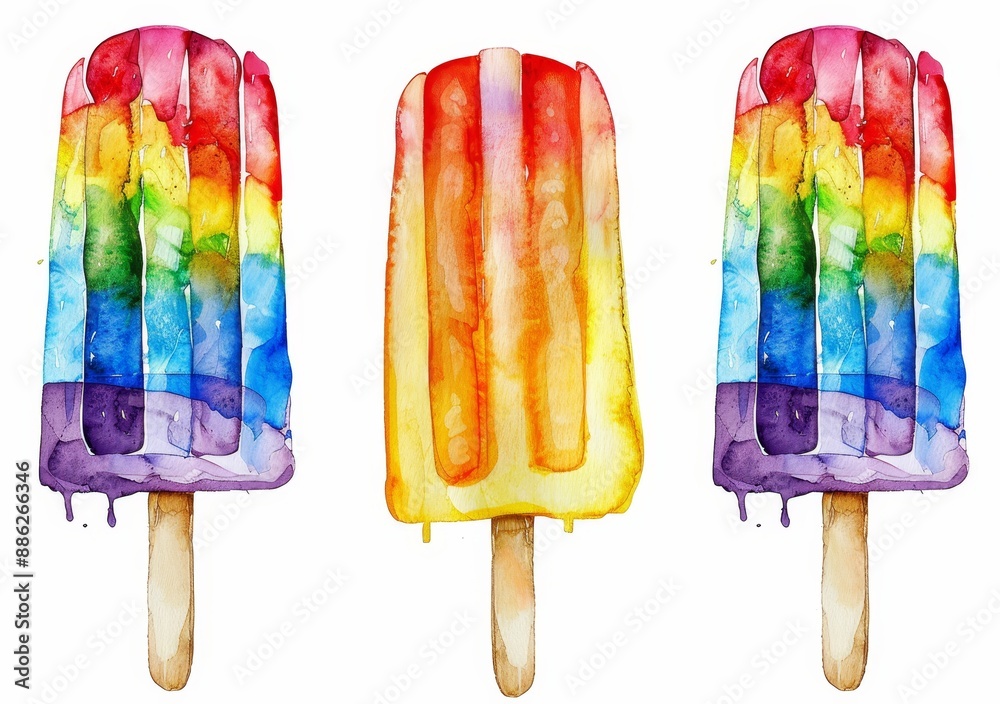 PNG clipart of colorful rainbow popsicle with transparent background ...