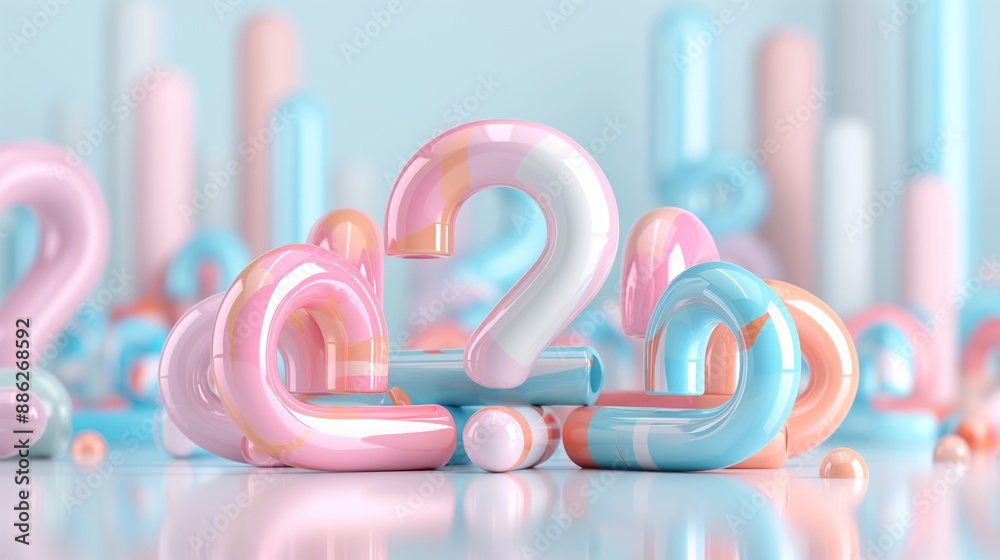 3D question mark on pastel interface background. Modern concept with ...
